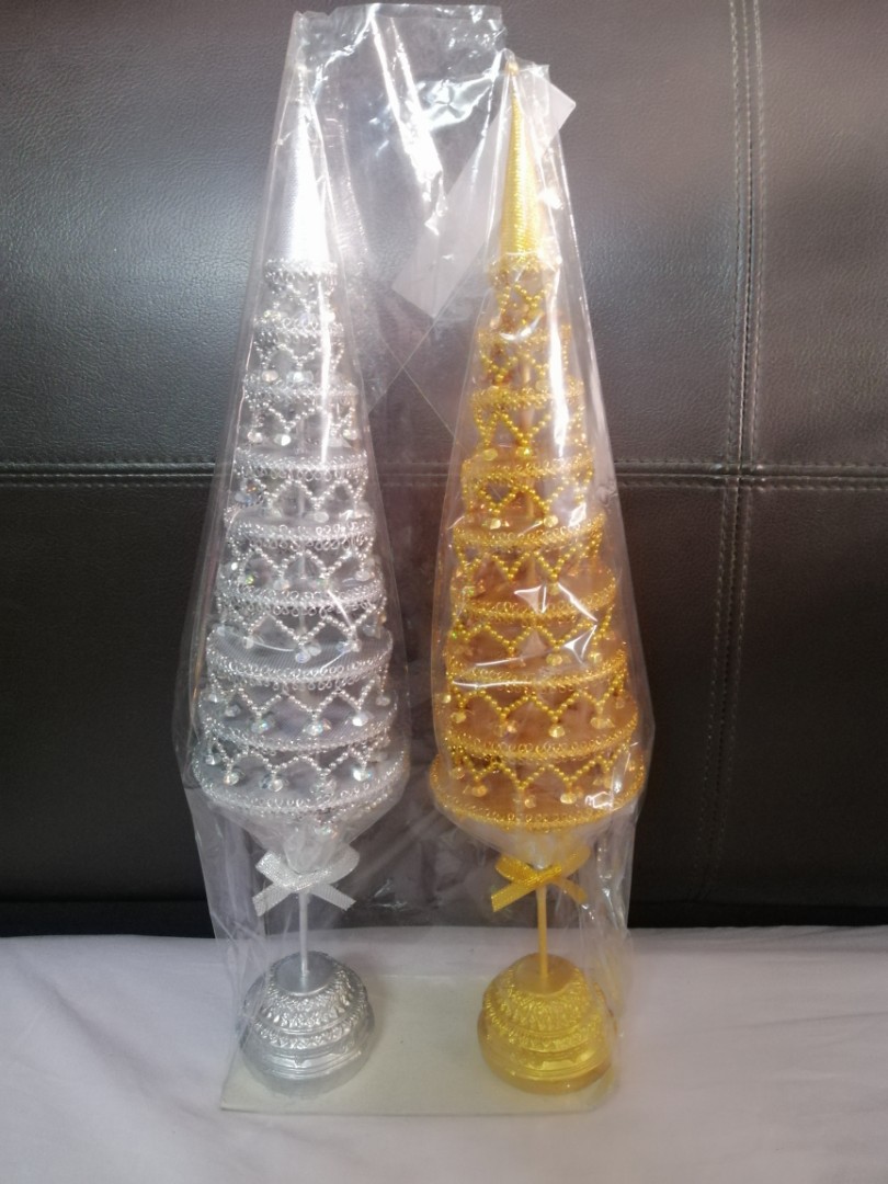 Gold & Silver Offering Tree Set for Your Home/Office Altar, Hobbies ...