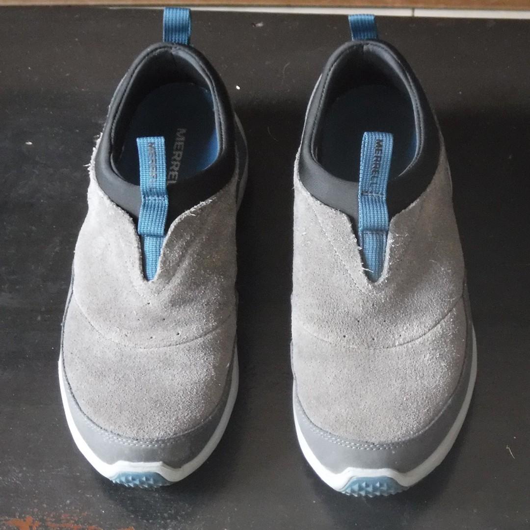 Original Merrell Slip on Shoes (Grey and Aqua Blue), Men's Fashion ...