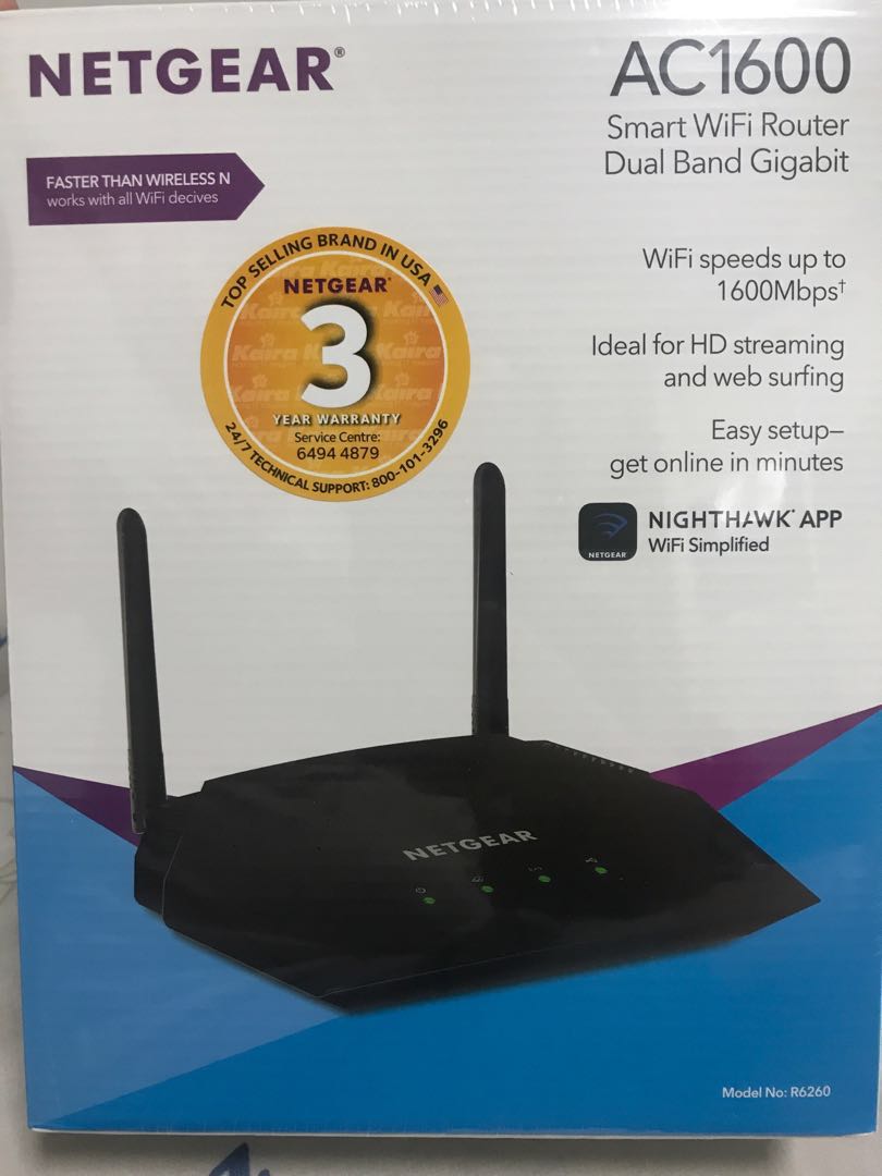 Netgear Ac1600 R6260 smart wifi router, Computers & Tech, Parts ...