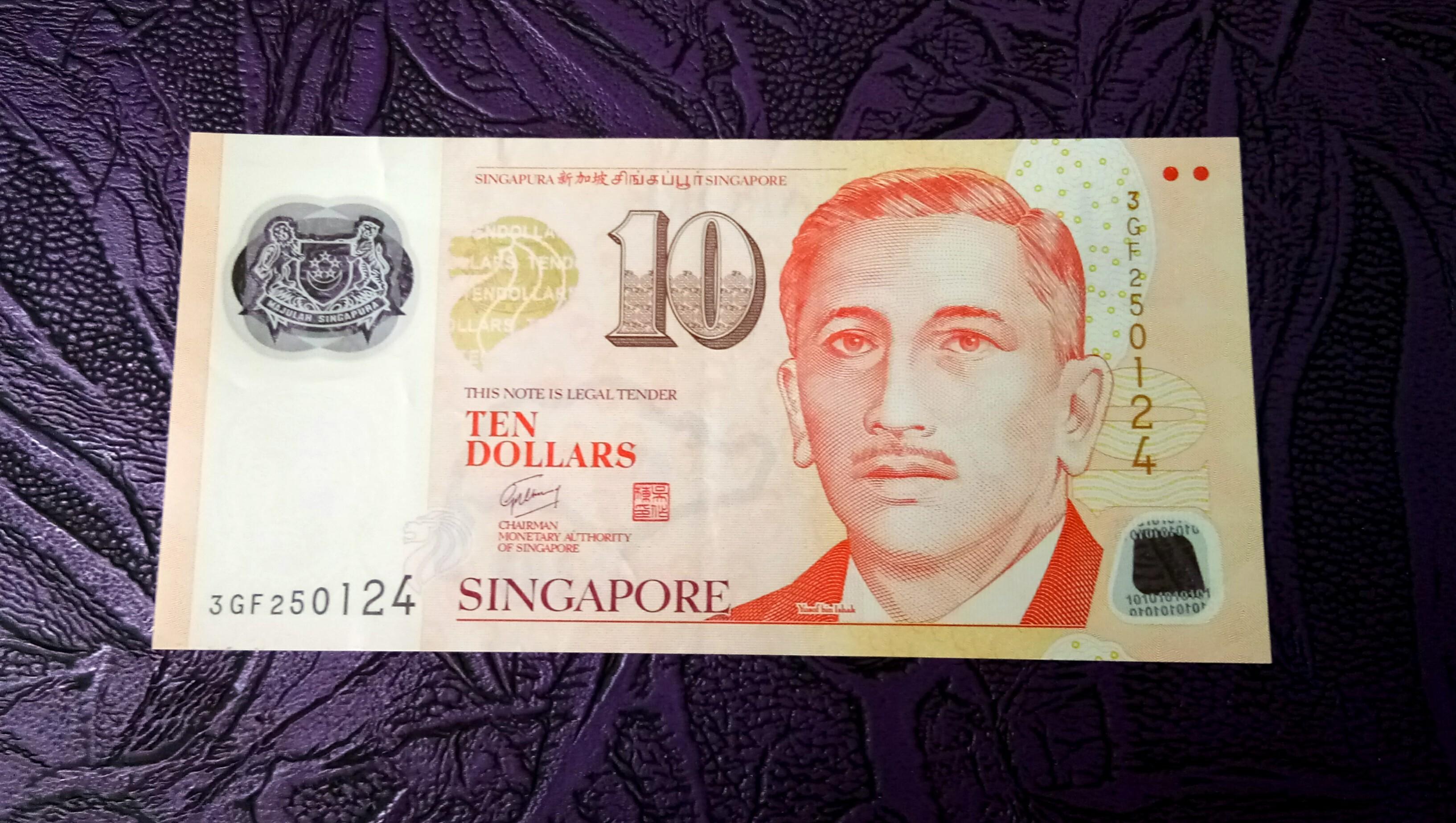 Singapore Currency 10 Dollar Banknotes VF Wang Kertas $10, Hobbies ...