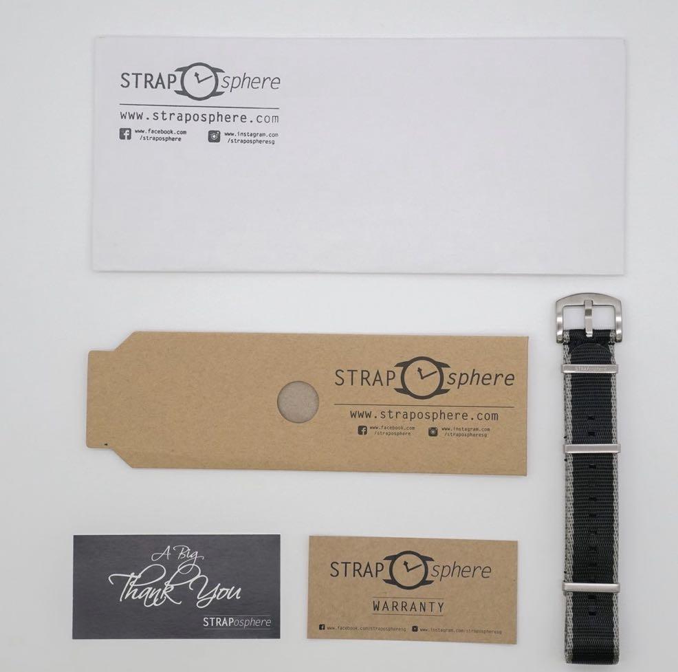 Straposphere 20mm Seatbelt Nato Strap Black with grey edge, Mobile ...