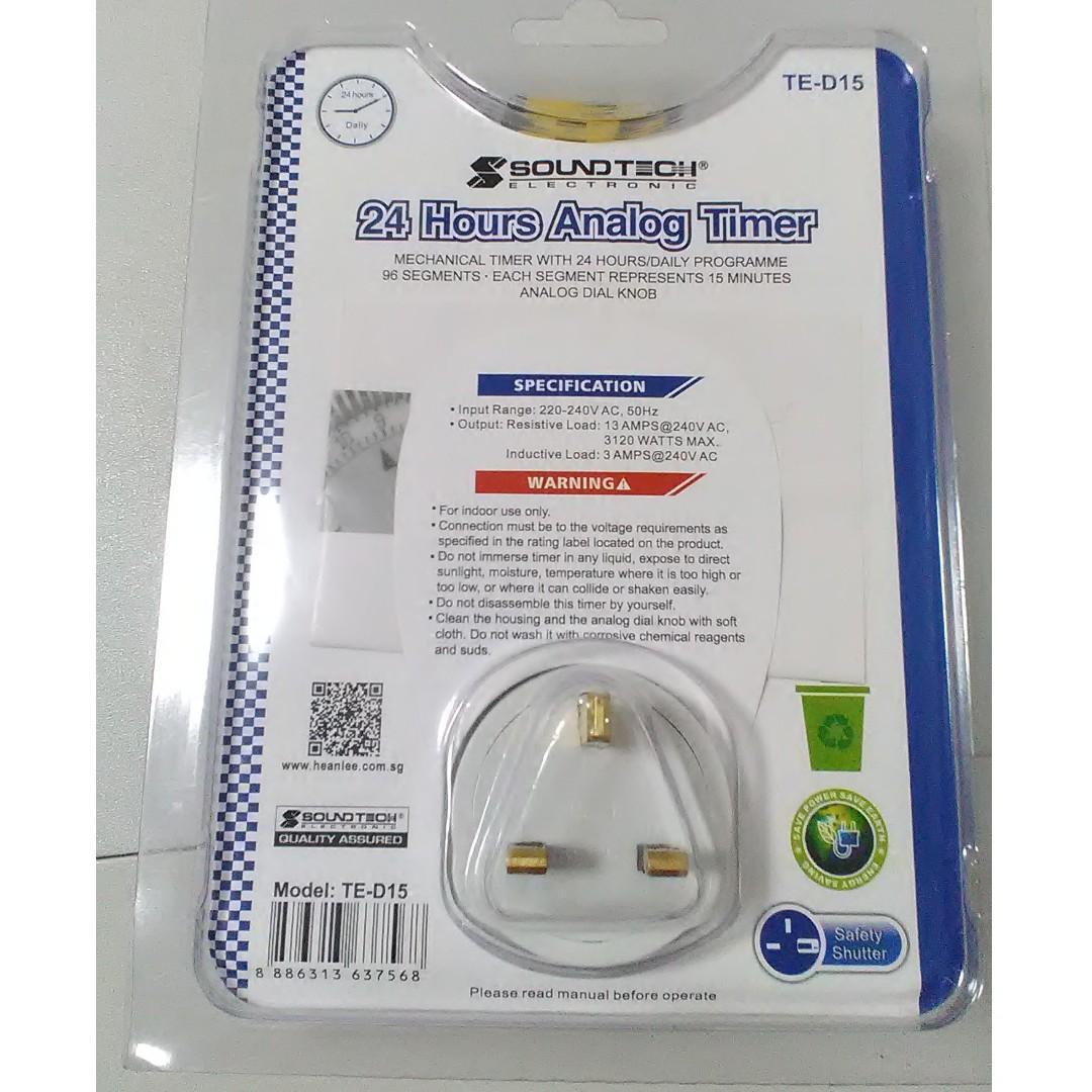 TIMER : SOUNDTECH 24 HOURS ANALOG TIMER, Everything Else on Carousell