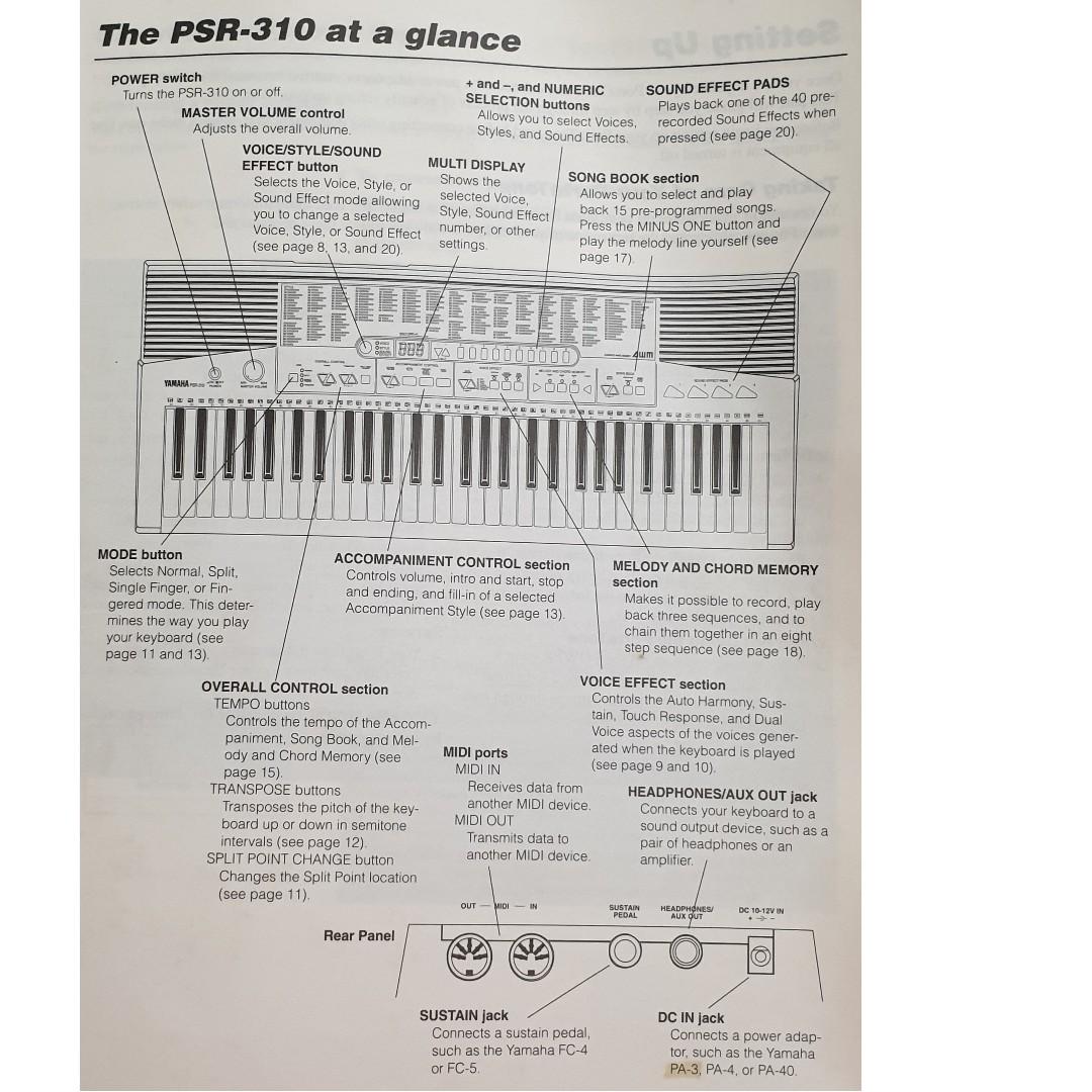 Yamaha PortaTone Keyboard PSR-310 (Made in Japan) 61 Keys Touch ...
