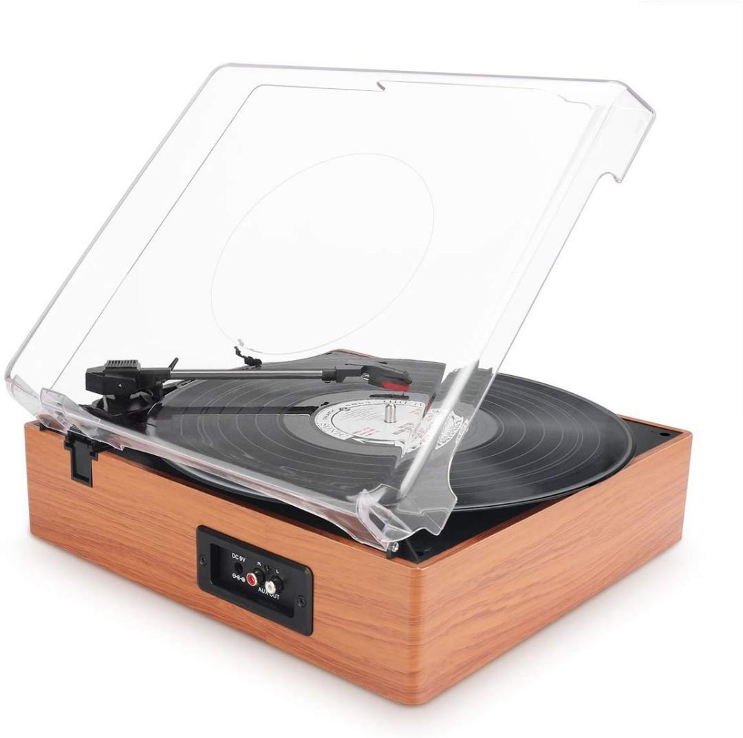 1byone Belt-Drive 3-Speed Stereo Turntable with Built in Speakers ...