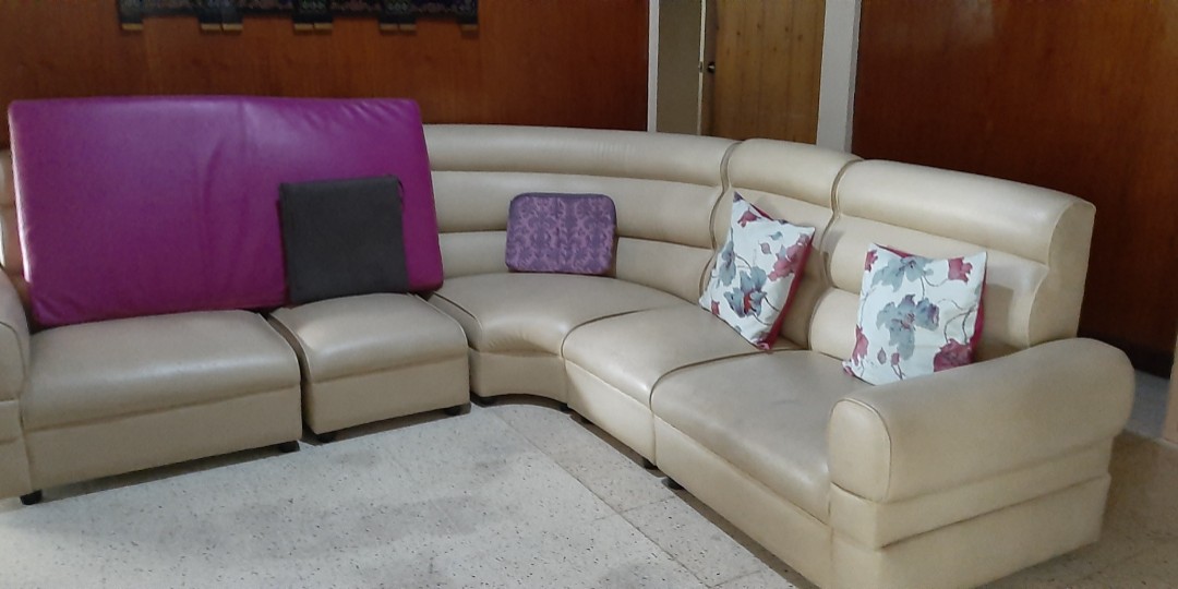 Corner leather sala set, Furniture & Home Living, Furniture, Sofas on ...
