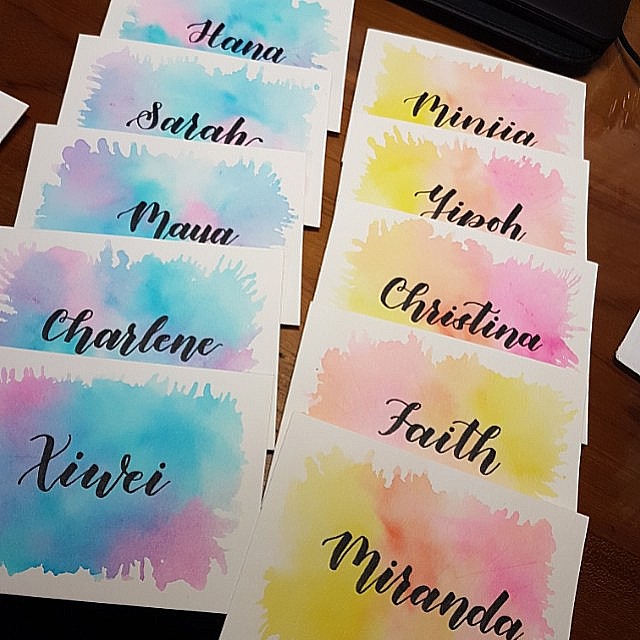 [Customised] Watercolour Calligraphy Name Cards, Hobbies & Toys ...