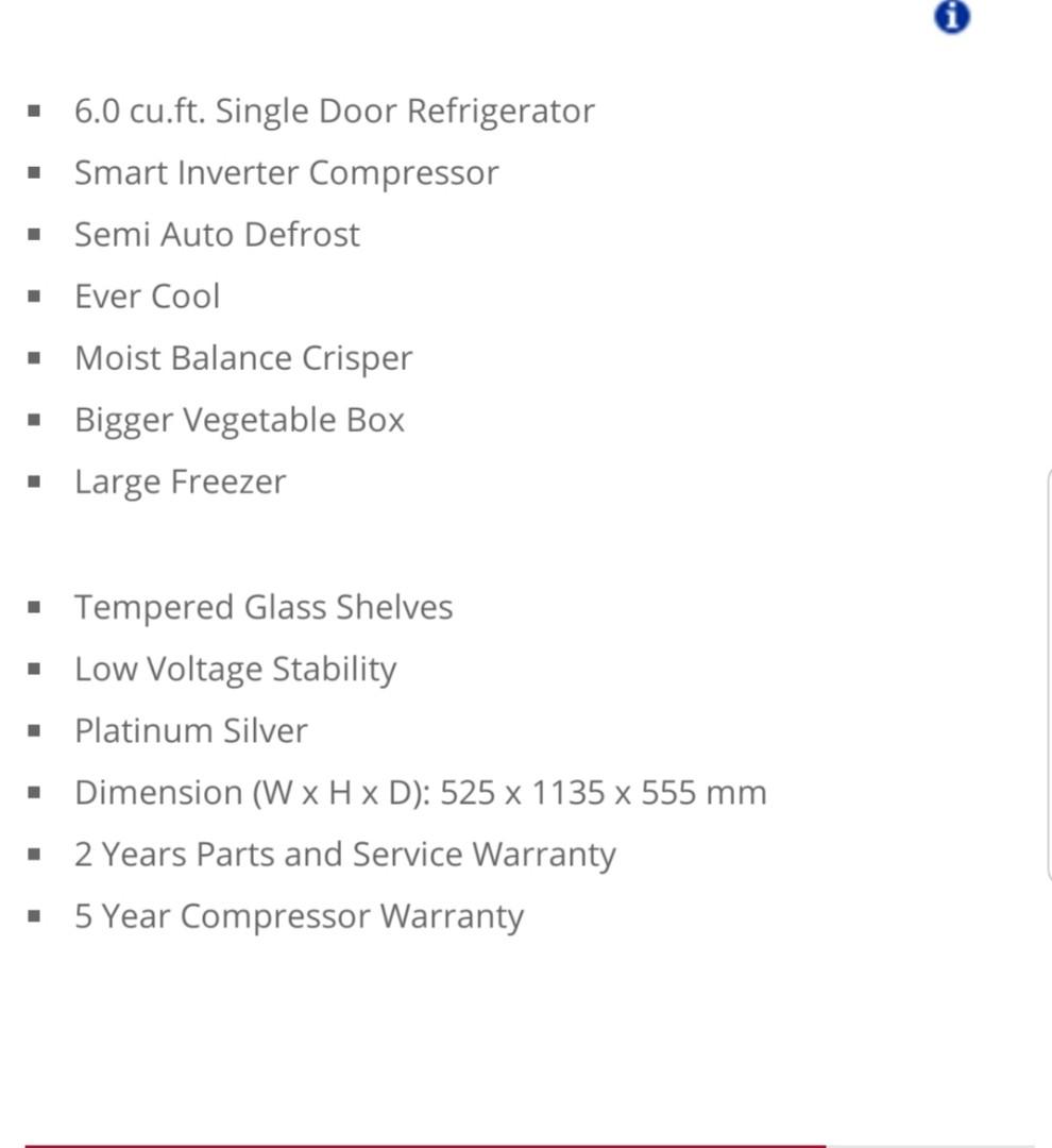 LG 6 Cubic Feet Single Door Refrigerator, TV & Home Appliances, Kitchen ...