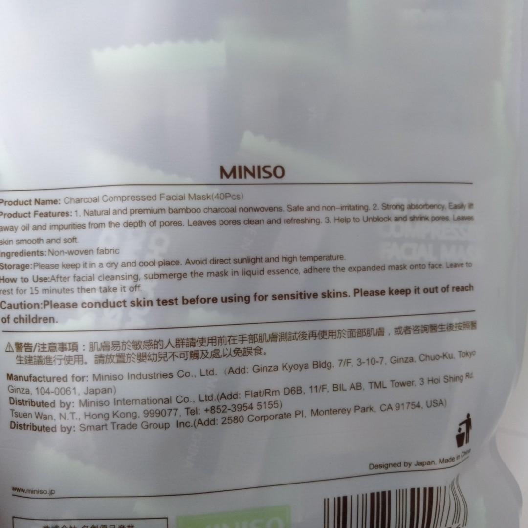 miniso charcoal compressed facial mask, Beauty & Personal Care, Face ...