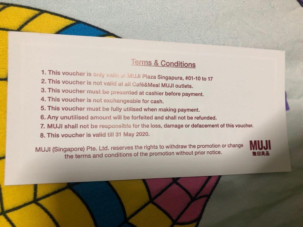MUJI voucher (10 x $10), Tickets & Vouchers, Vouchers on Carousell