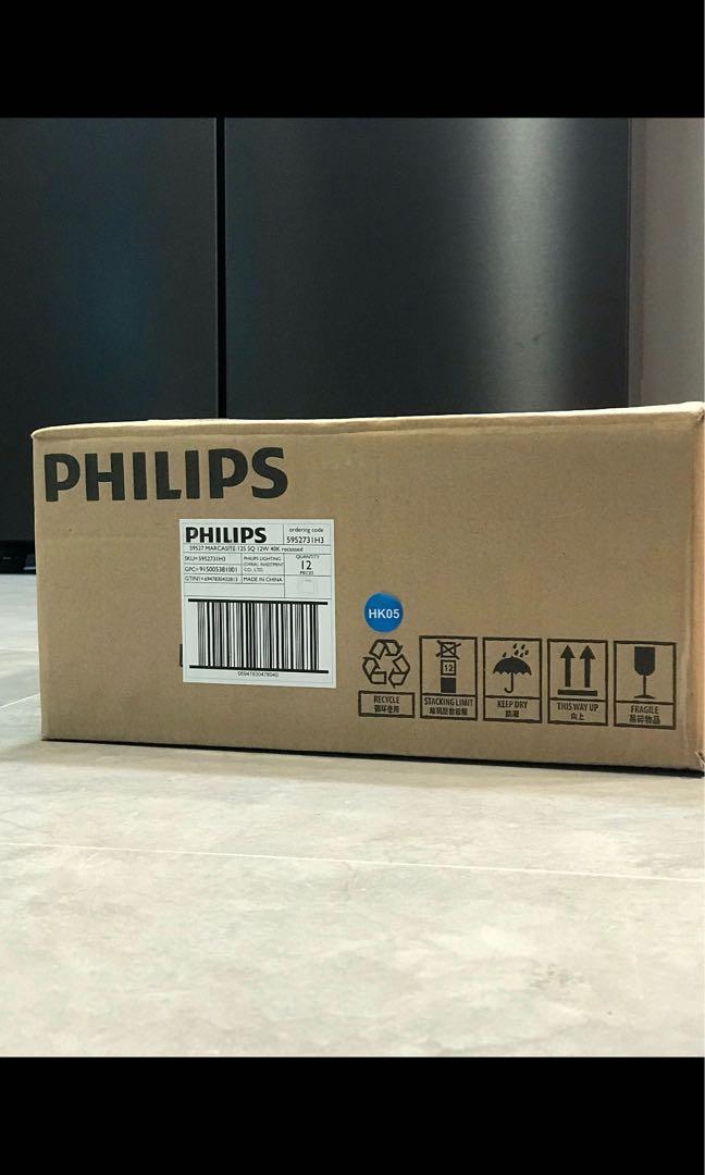 Philips Marcasite LED Ceiling Downlight 12W Square, Furniture, Home ...