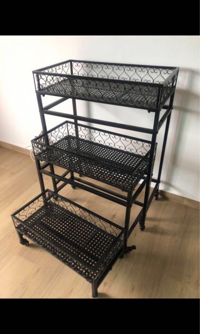 Triple storey rack (metal), Furniture & Home Living, Furniture, Shelves ...