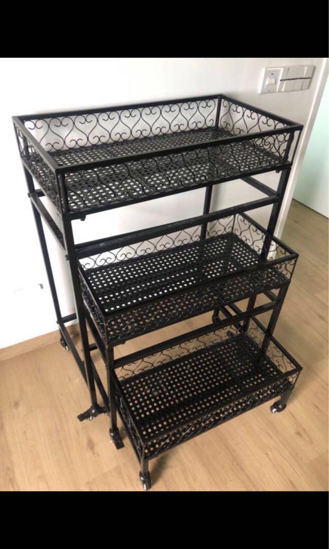 Triple storey rack (metal), Furniture & Home Living, Furniture, Shelves ...