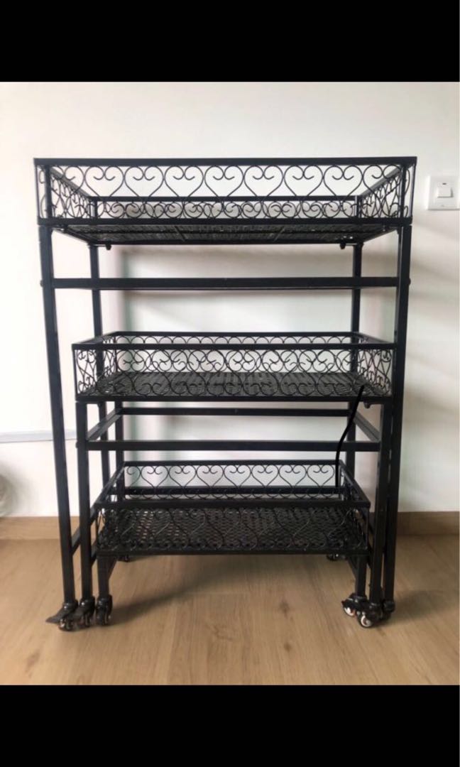 Triple storey rack (metal), Furniture & Home Living, Furniture, Shelves ...