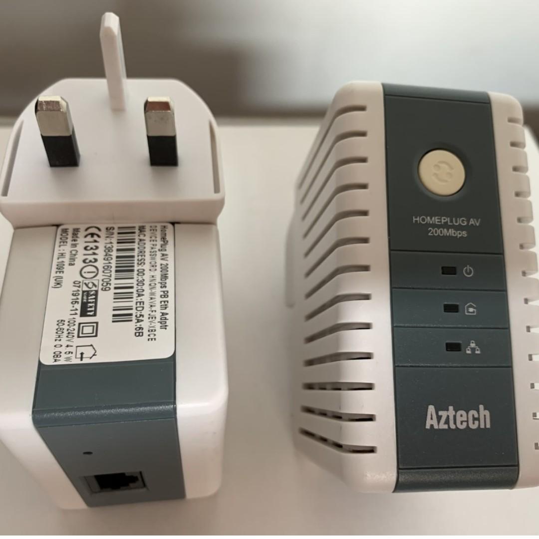 Used Aztech 200Mbps HomePlug HL109E, Computers & Tech, Parts ...