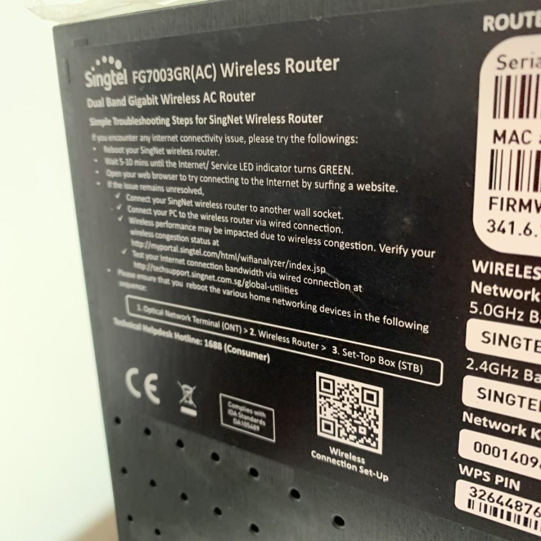 Used Singtel FG7003GR(AC) Wireless Router, Computers & Tech, Parts ...