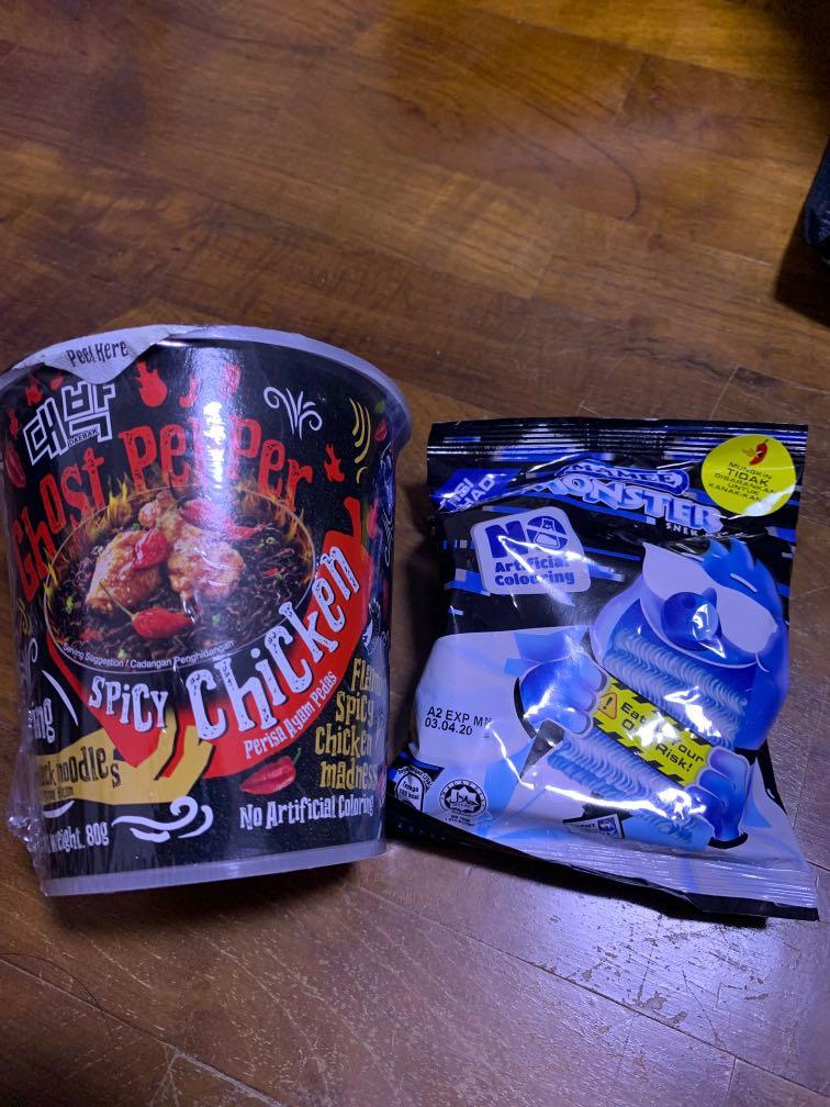 Daebak Ghost Pepper Instant Noodle + Mamee Ghost Pepper Snack, Food ...