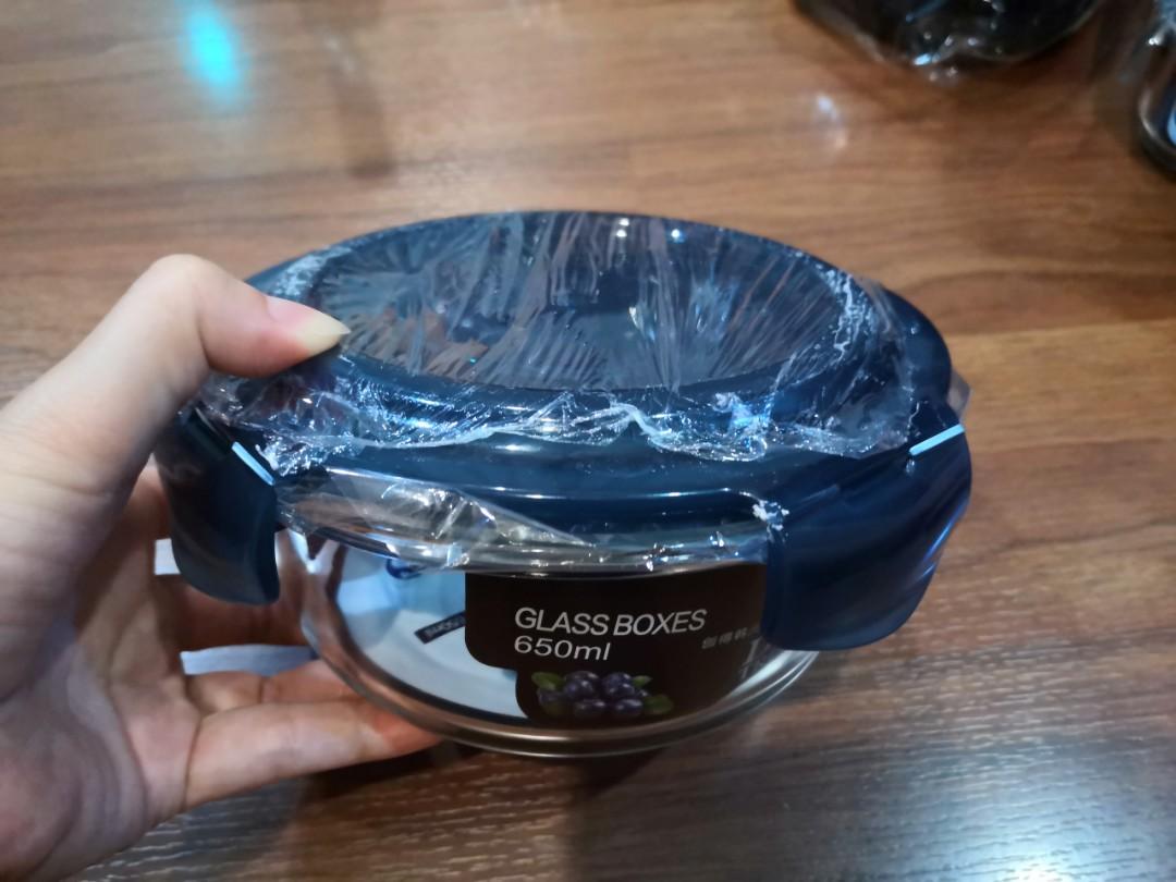 Microwave Bento Food Glass Container bekas kaca makanan oven, Furniture ...