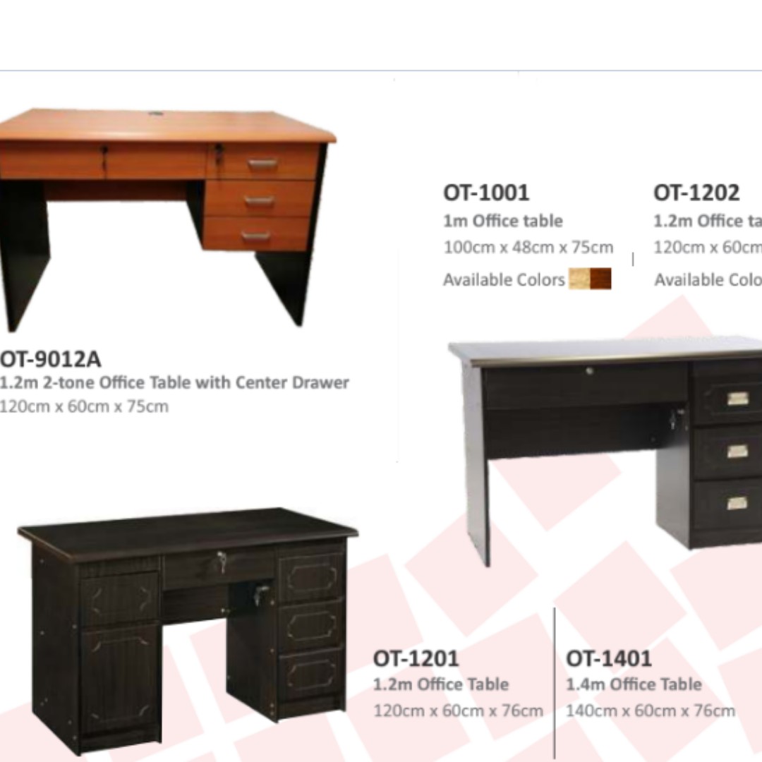 Office table with side and center drawers, Furniture & Home Living ...