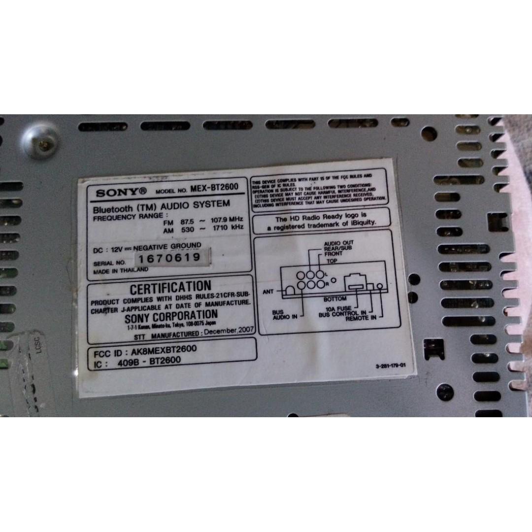 Sony Xplod MEX-BT2600 Bluetooth Car Stereo, Car Parts & Accessories ...