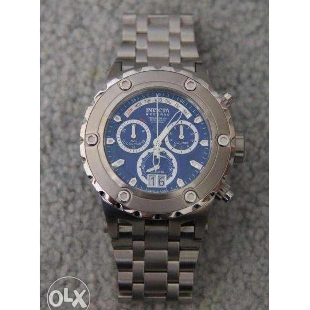 Invicta 1564 Mens Subaqua Swiss Reserve Chrono Blue Dial Steel Watch ...