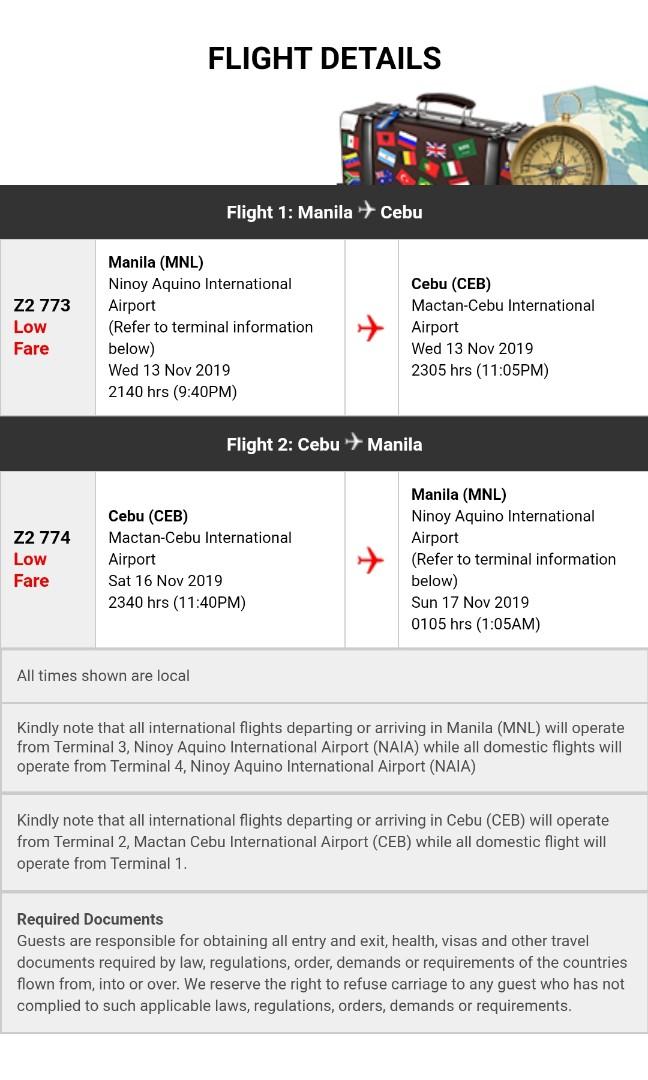 Manila cebu Manila ticket, Tickets & Vouchers, Local Attractions ...