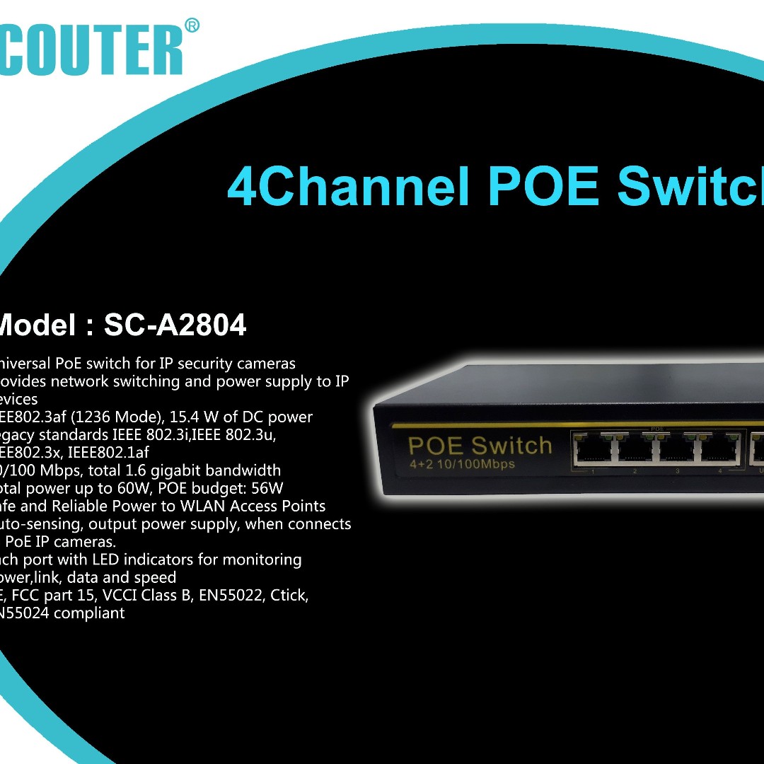 POE 4channel network switch /POE, Furniture & Home Living, Security ...