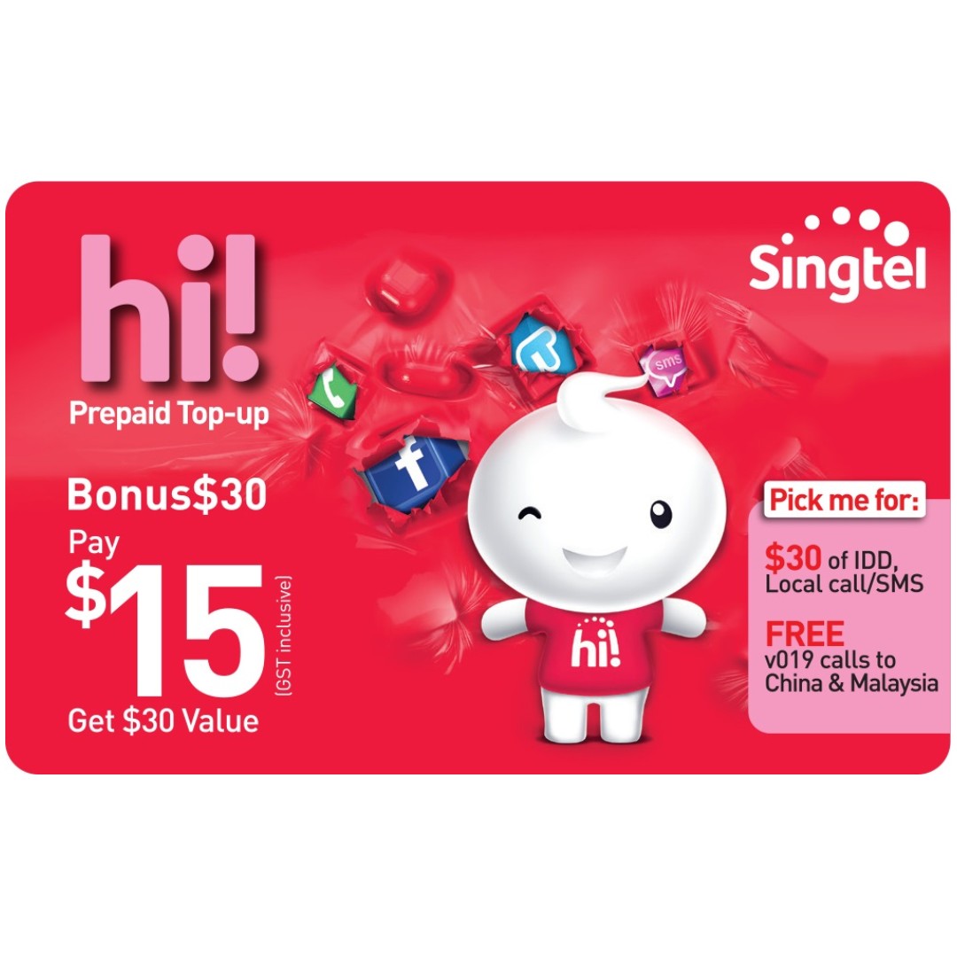 SingTel Prepaid Top up, Top-up, Topup $15, Everything Else on Carousell