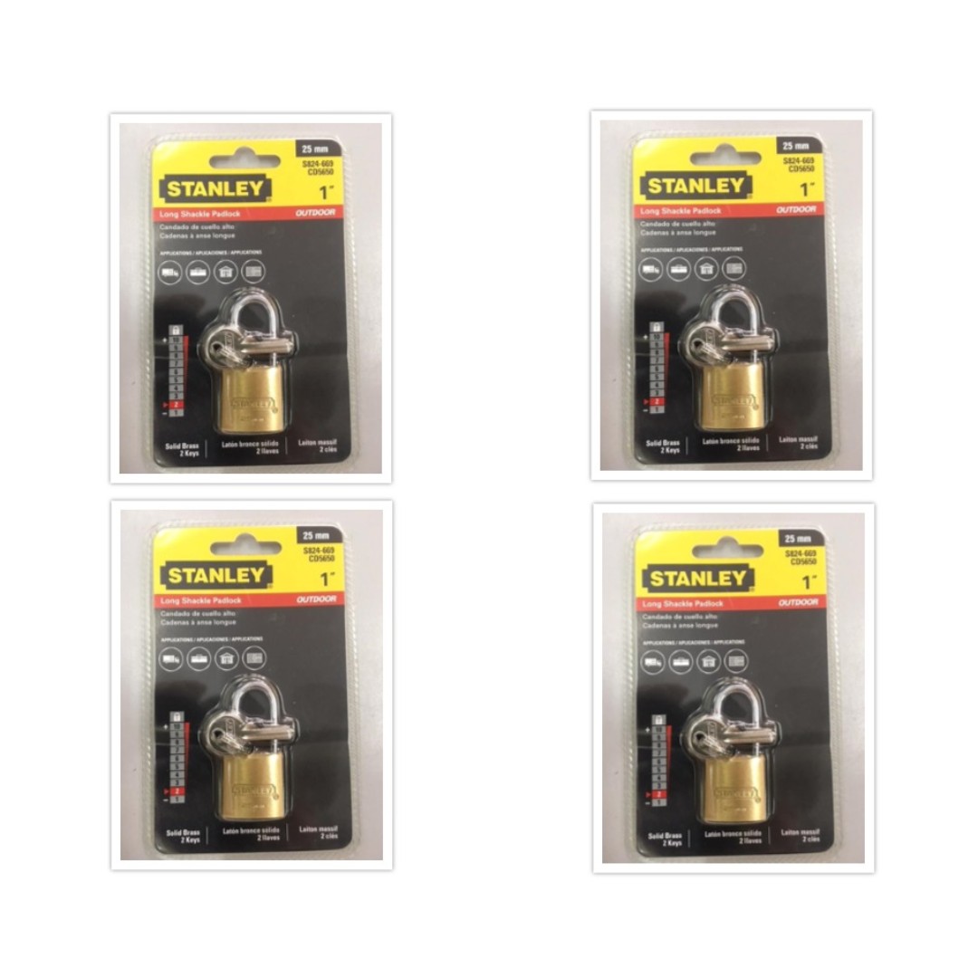 Stanley Solid Brass Long Shackle Padlock, Furniture & Home Living, Home ...