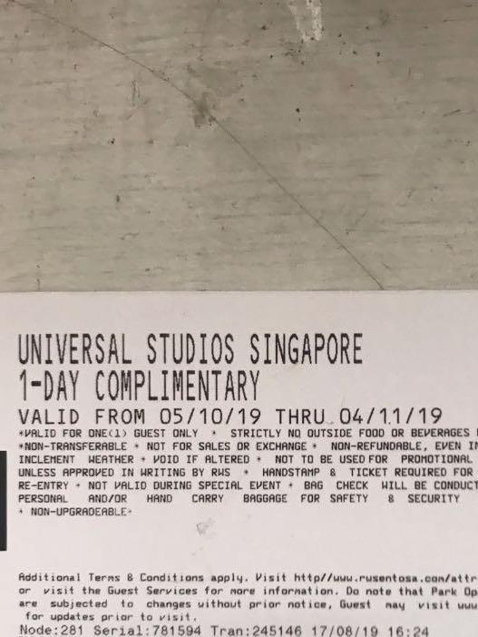 Universal Studios Singapore (USS) Ticket, Tickets & Vouchers, Local ...
