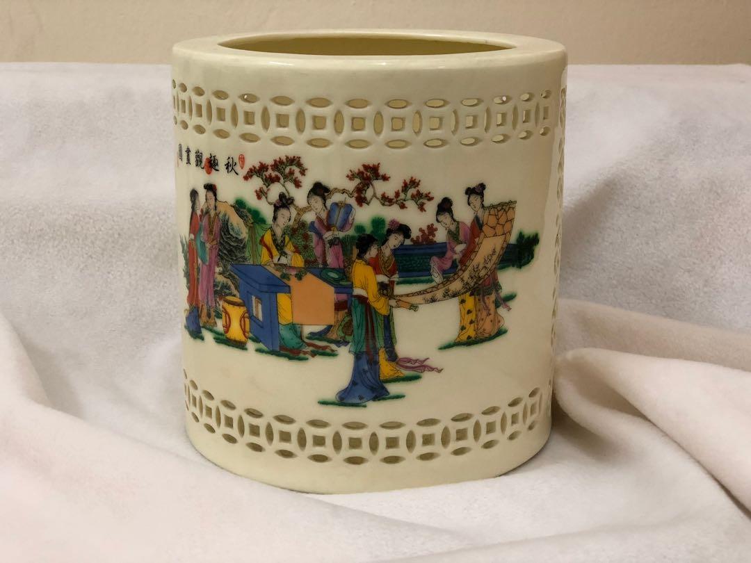 Vintage Chinese Ceramic Vase / Pasu Ukiran, Furniture & Home Living ...