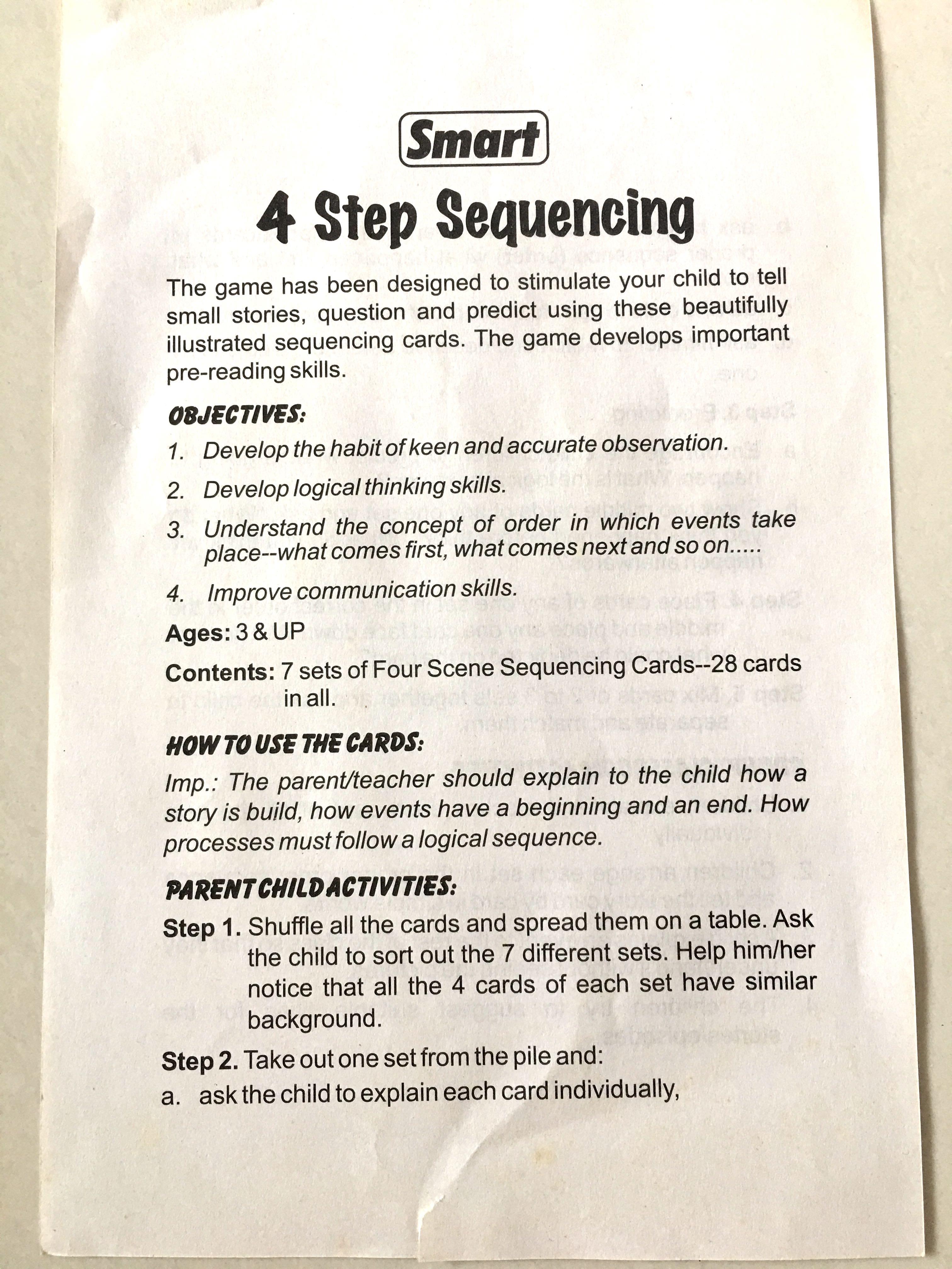4 Step Sequencing Cards - Puzzles by Smart, Hobbies & Toys, Toys ...