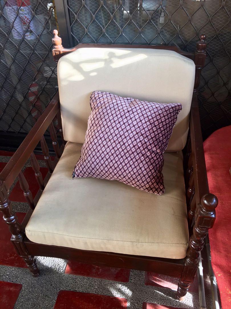 Antique Narra Sala/ Porch set with Glass Center Table, Furniture & Home ...