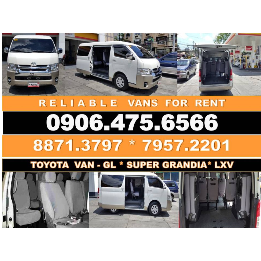 White Toyota Super Grandia Van for Rent with Captain Seats