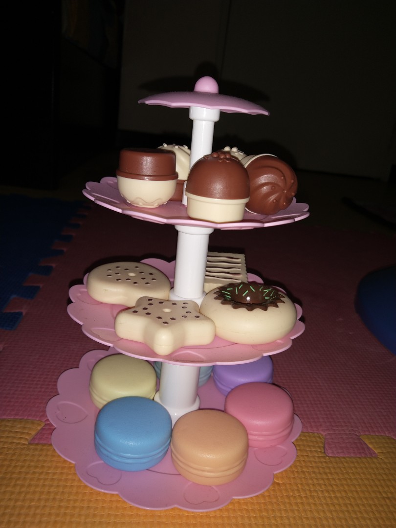 3-Tier Stacked Dessert Tower Simulation Cake Macarons Biscuits, Babies ...