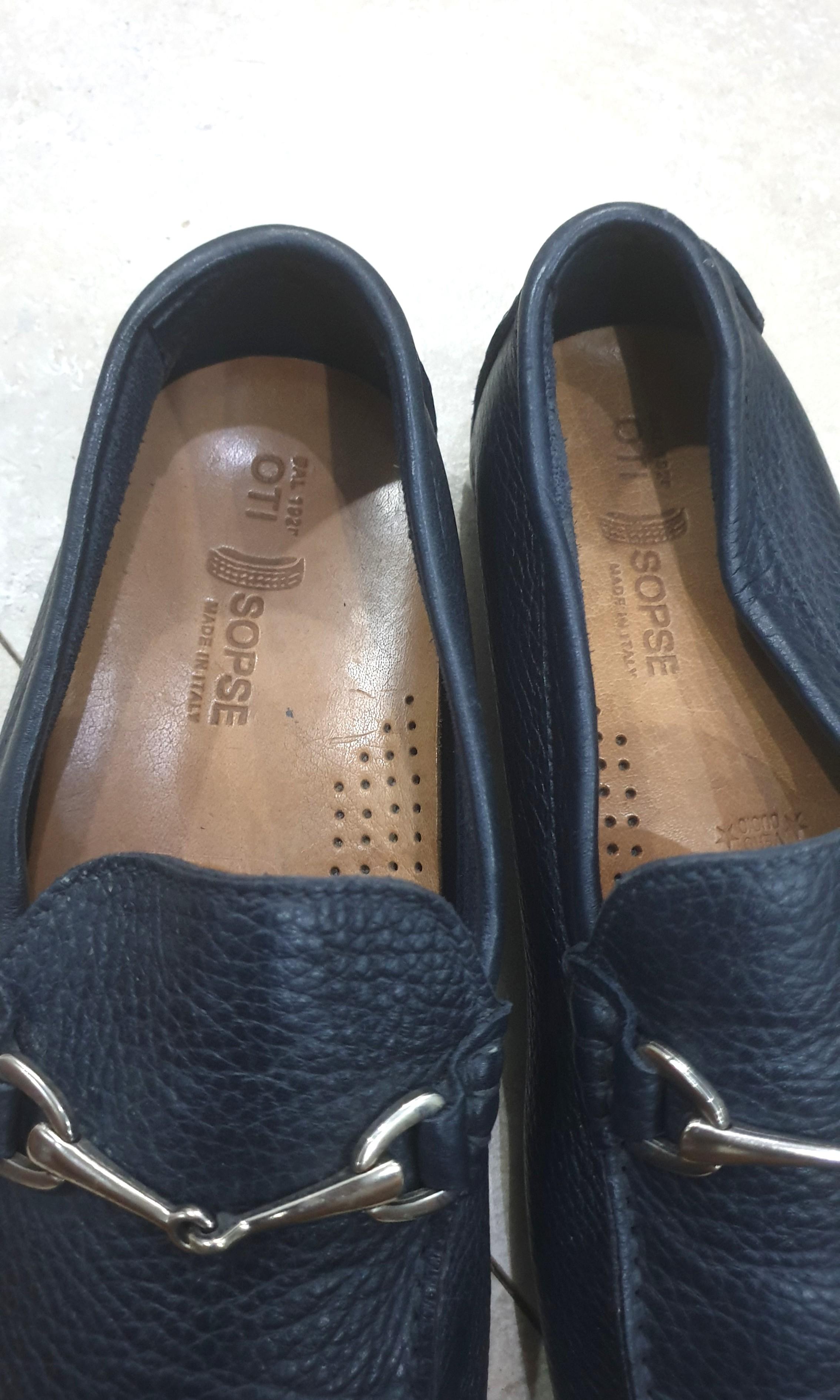 Dark Blue Italian Made Leather Loafers Driving Mules for Men, Men's ...