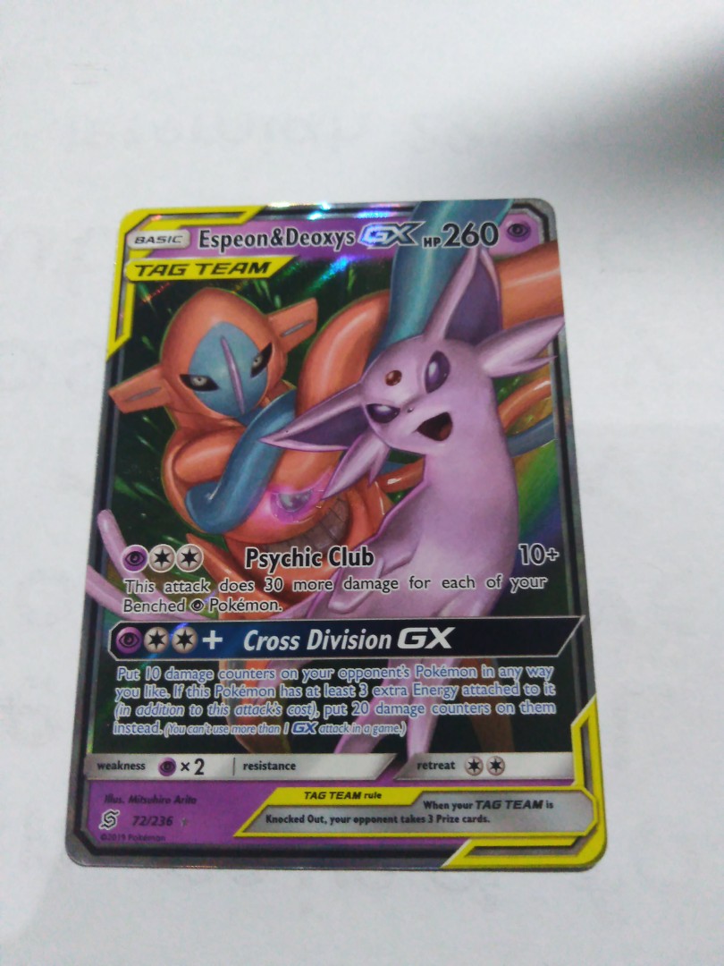 POKEMON Espeon and Deoxys GX Tag Team, Hobbies & Toys, Toys & Games on Carousell