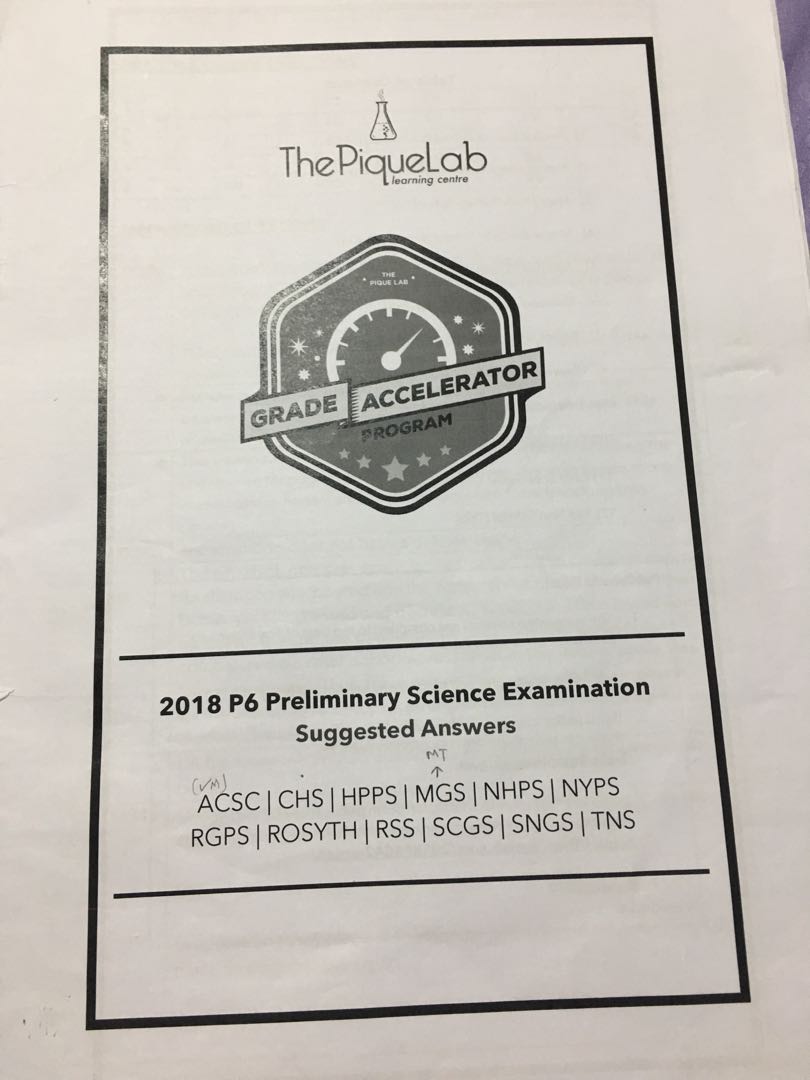 Psle Science answer sheet for past year papers, Hobbies & Toys, Books ...