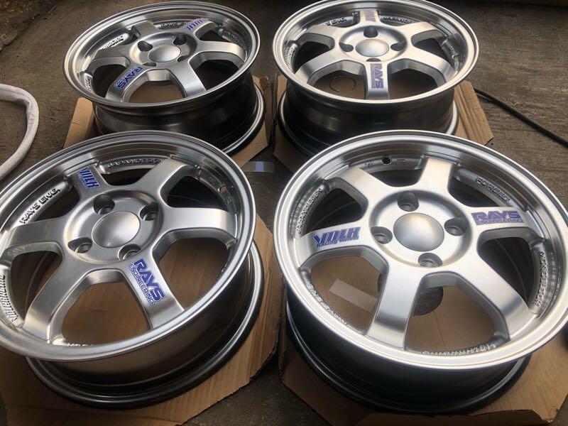 14" TE37 TY295 Mags Hypersilver 4holes pcd 100 bnew, Car Parts ...