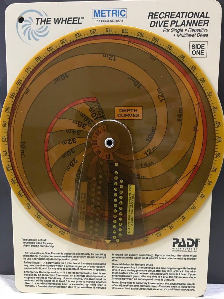 Dive planner wheel padi and data carrier and use instruction guide ...