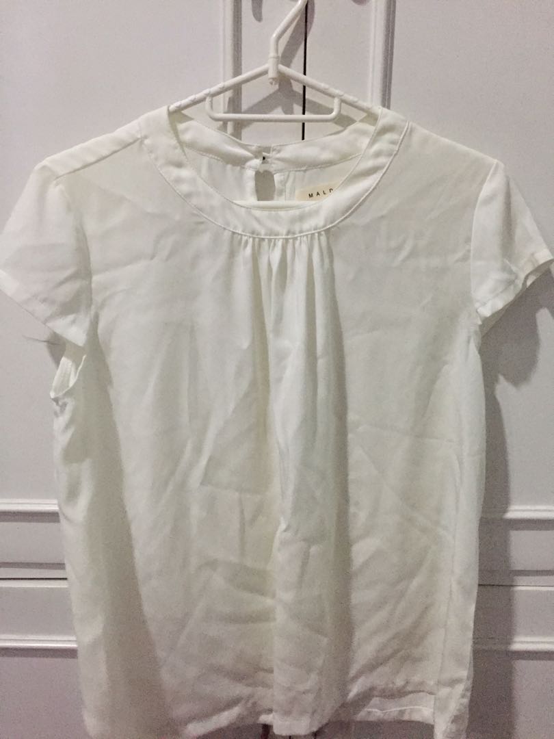 Maldita white closed neck top, Women's Fashion, Tops, Others Tops on ...