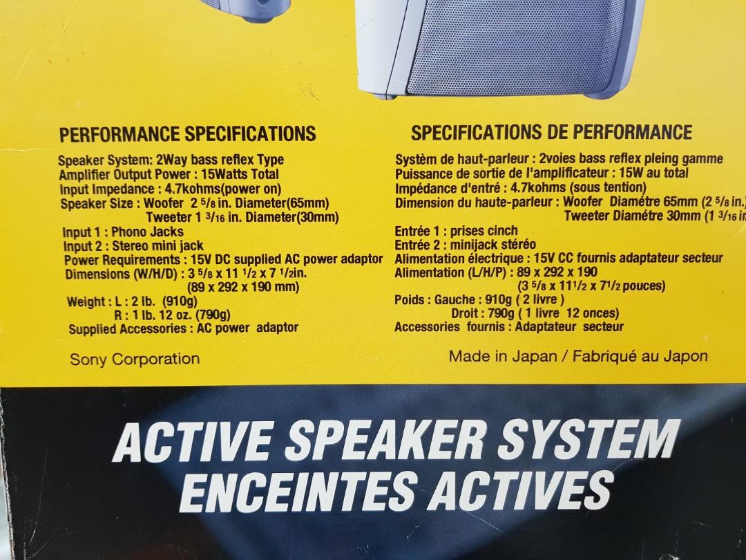 Sony SRS-PC71 Active Stereo Speaker, Audio, Headphones & Headsets on Carousell
