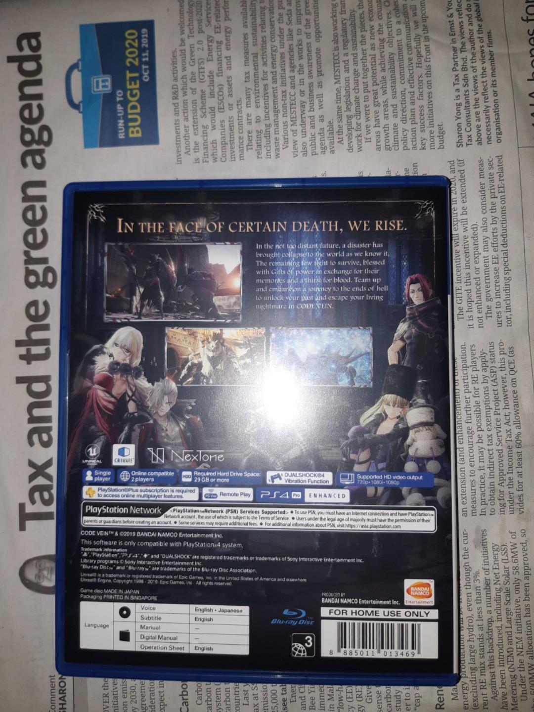 Code Vein ps4, Video Gaming, Video Games, PlayStation on Carousell