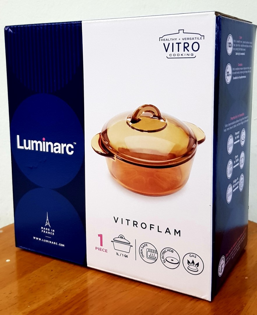 Luminarc Vitro Blooming Heat-resistant Glass Cooking Pot (1L) - BNIB ...