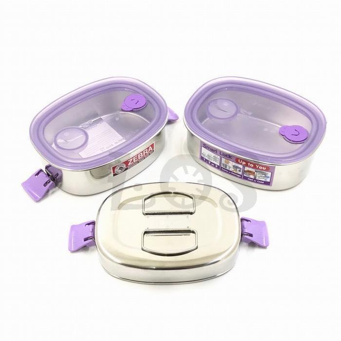 NEW! Zebra 2-Tier Oval Lunch Box with Smart Lock, Furniture & Home ...