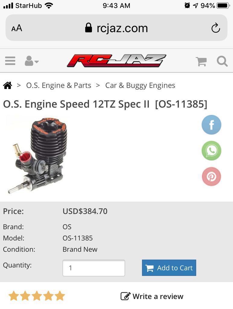 OS Max 12TZ Spec II Onroad 1/10 Scale Competition Nitro Engine # ...