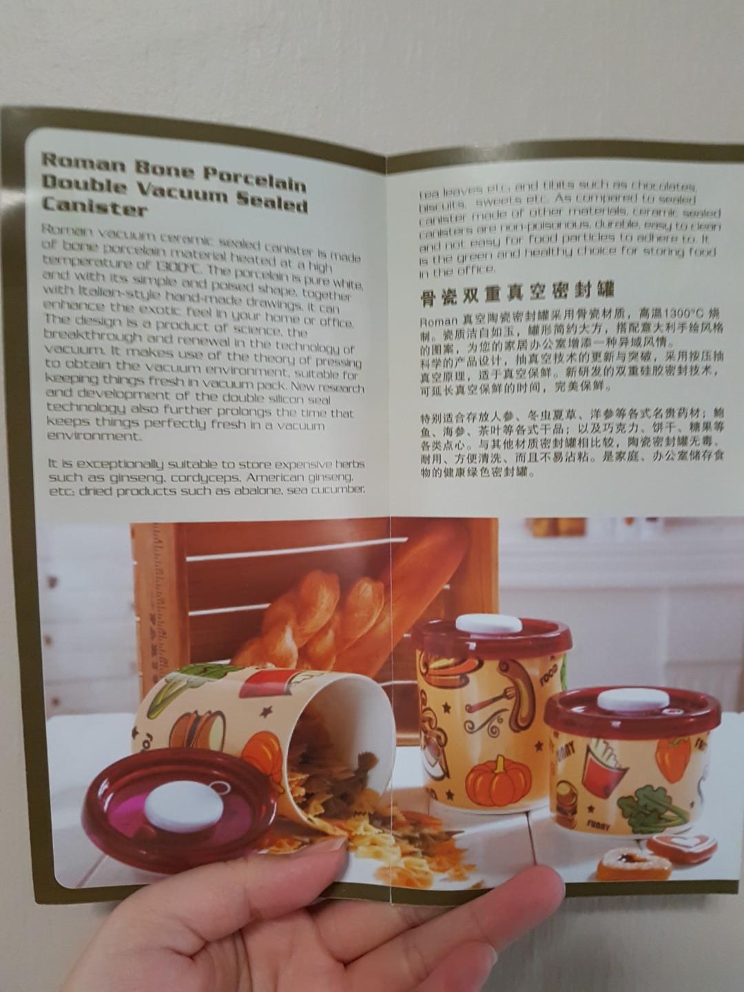 Roman Bone Porcelain Double Vacuum Sealed Canister, Furniture & Home ...