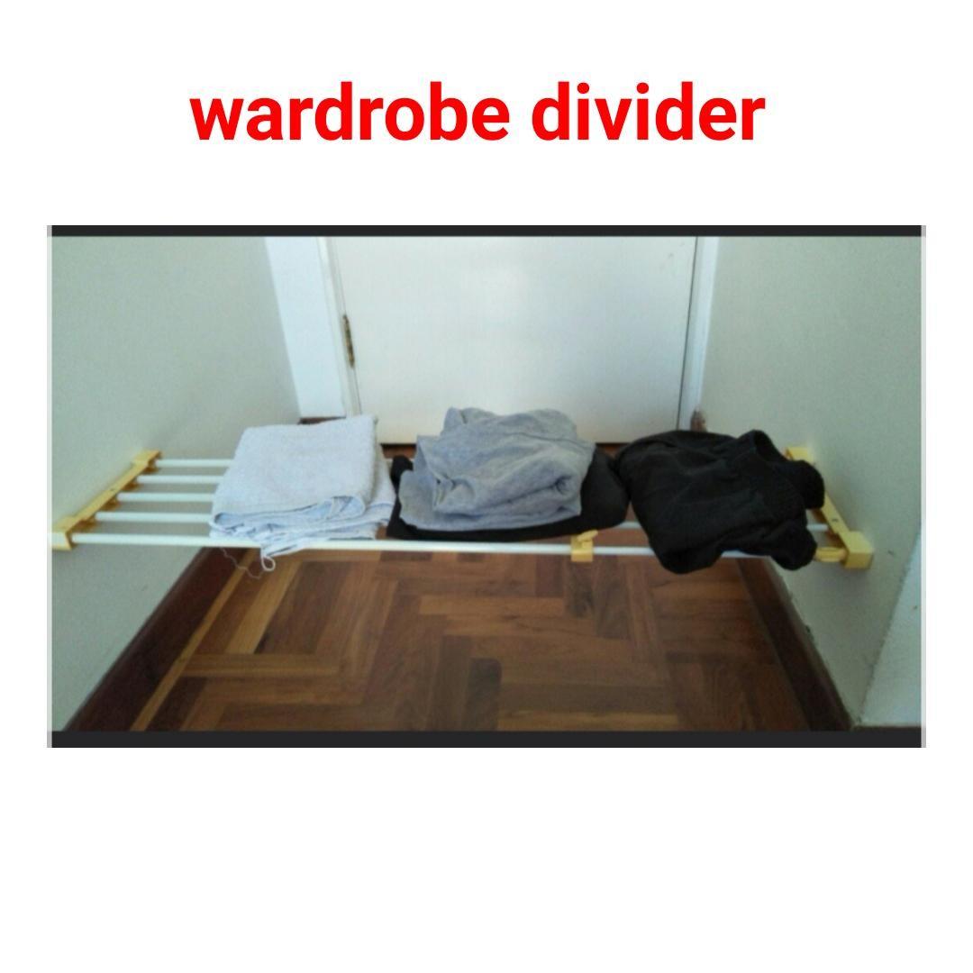 Shelf extension rod wardrobe divider laundry window grill, Furniture ...