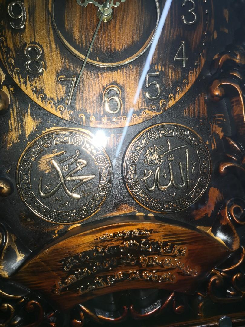 Wall Clock Jam dinding Allah dan Muhammad dan Al quran Quran, Furniture ...