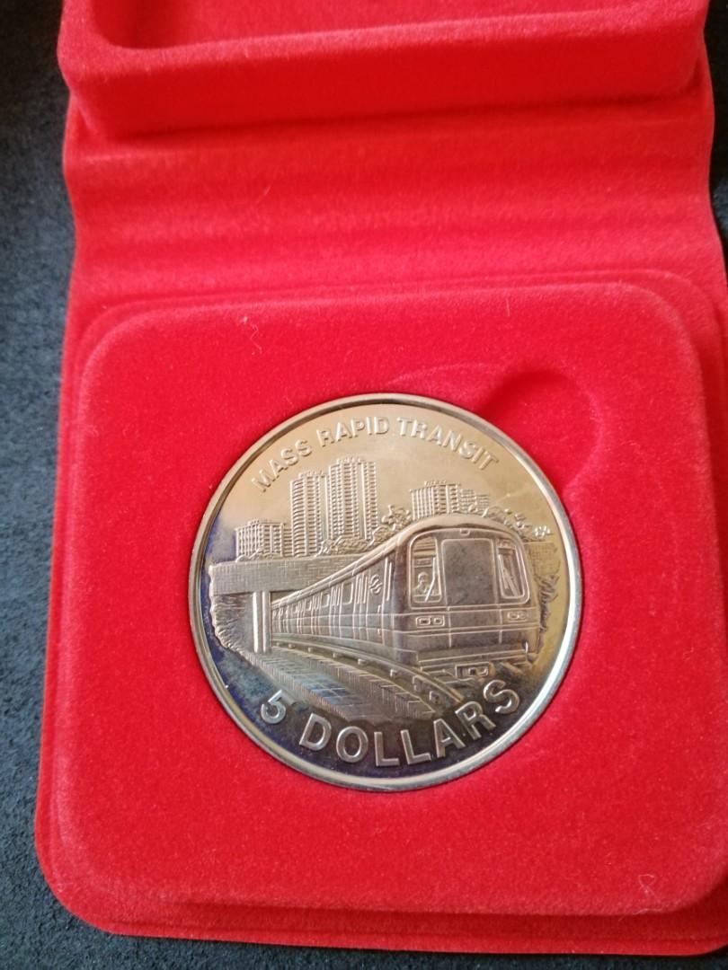 1989, Singapore MRT, $5 cupro nickel uncirculated commemorative coin ...