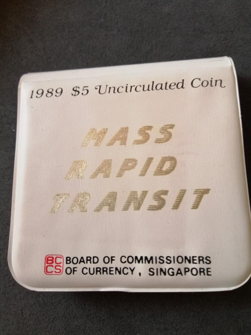 1989, Singapore MRT, $5 cupro nickel uncirculated commemorative coin ...